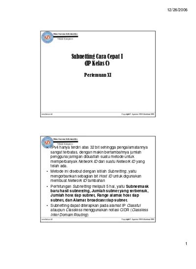 Subnetting Cara Cepat I Ip Kelas C
