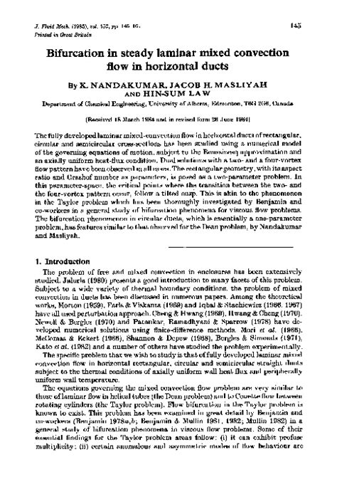 Pdf Bifurcation In Steady Laminar Mixed Convection Flow In Horizontal Ducts