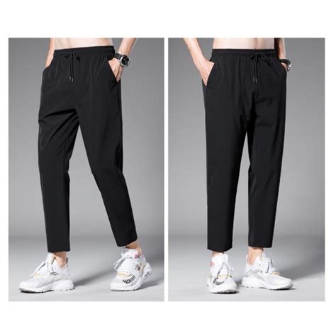 กางเกงขายาวเอวยืด สีดำ ขาปล่อยและขาจั๊ม Shopee Thailand