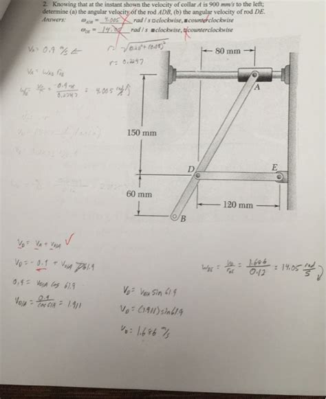 solved knowing that at the instant shown the velocity of