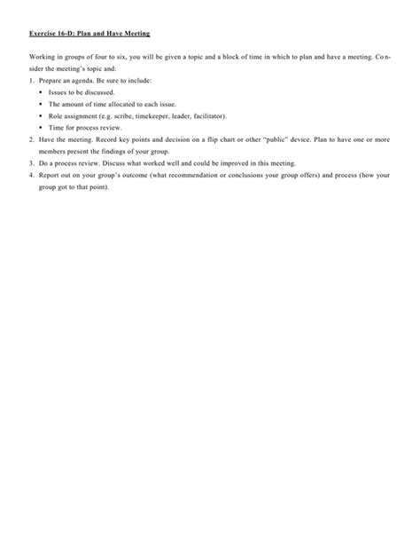 exercise 16 d plan and have meeting