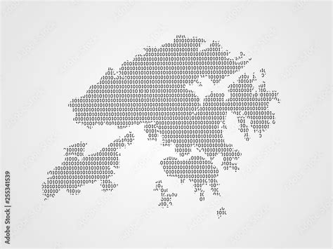 Hong Kong Vector Map Illustration Using Binary Codes On White Background To Mean Advancement Of