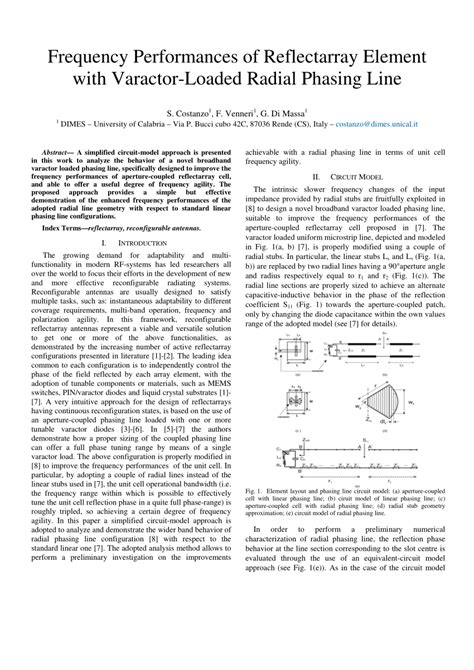 Pdf Frequency Performances Of Reflectarray Element With Varactor Loaded Radial Phasing Line