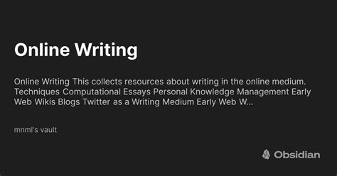 online writing mnml s vault obsidian publish