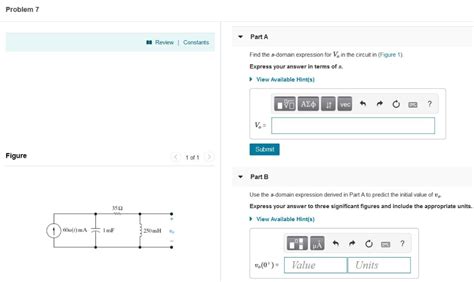 solved problem 7 part a review constants find the s domain
