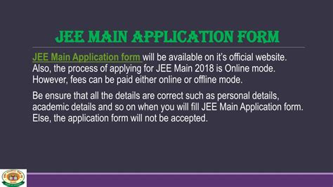 PPT JEE Main Application Form PowerPoint Presentation Free Download ID