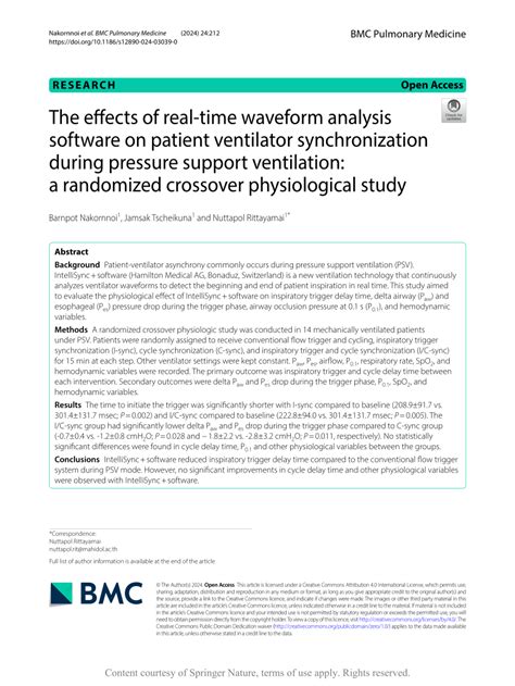 Pdf The Effects Of Real Time Waveform Analysis Software On Patient Ventilator Synchronization
