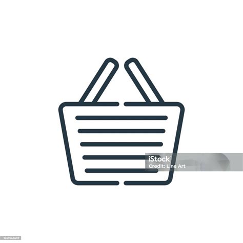 사이버 먼데이 컨셉의 쇼핑 바구니 아이콘 벡터 쇼핑 바구니 편집 가능한 스트로크의 얇은 선 그림 웹 및 모바일 앱 로고 인쇄 미디어에 사용할 수 있는 장바구니 선형 사인