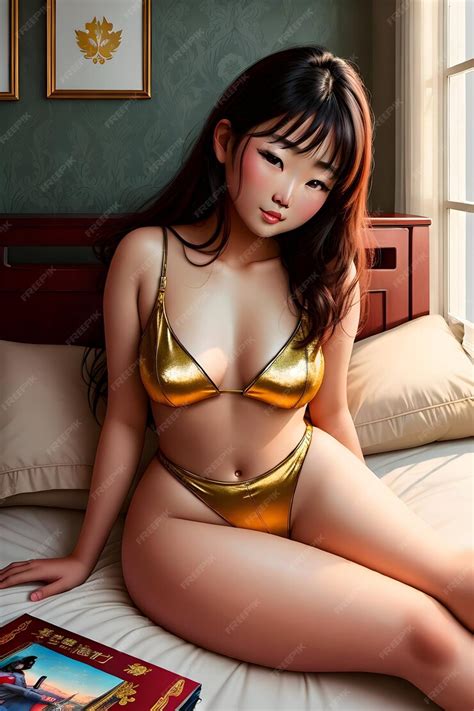 Premium Ai Image 3d Rendering Cute Asian Woman In Bed Ai Generative