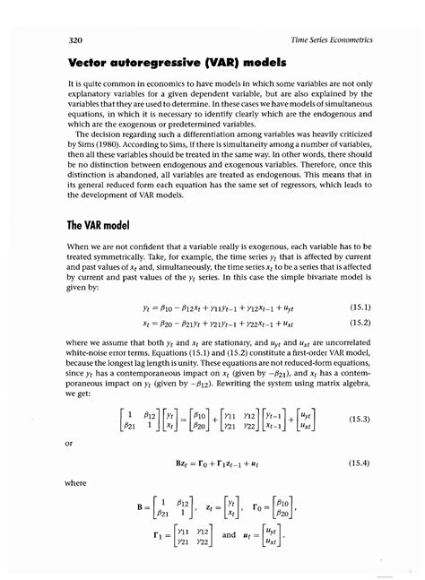 Solution Applied Econometrics Vector Autoregression Var Models And