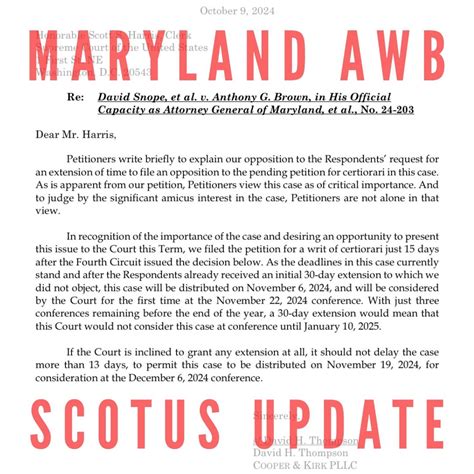 The State Of Maryland Has Asked The Supreme Court For An Extension Of
