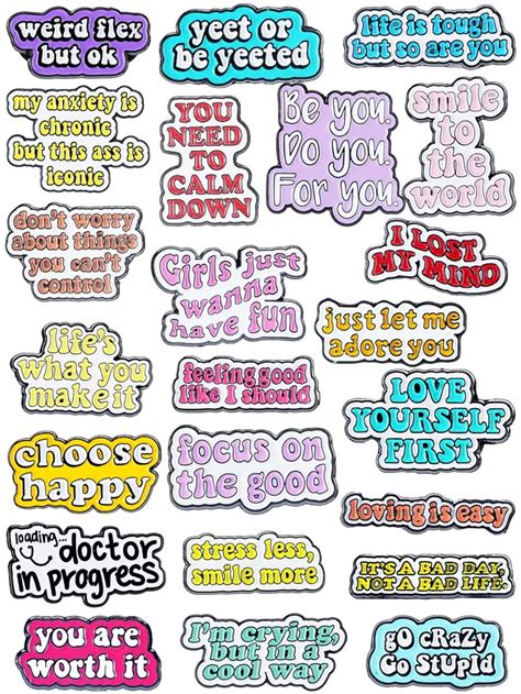 23 Pcs Positive Enamel Pins Inspirational Enamel Lapel Pin Cartoon Cute