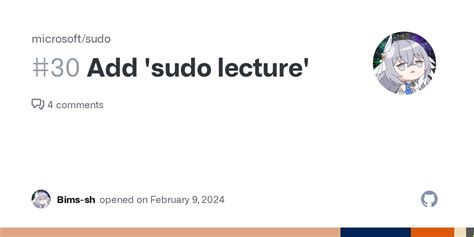 Add Sudo Lecture · Issue 30 · Microsoftsudo · Github