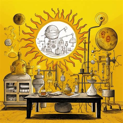 Premium Ai Image There Is A Drawing Of A Science Lab With A Sun In The Background Generative Ai