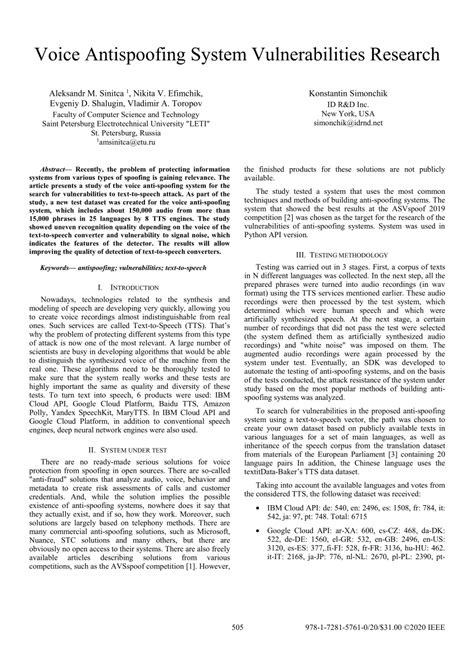 Pdf Voice Antispoofing System Vulnerabilities Research