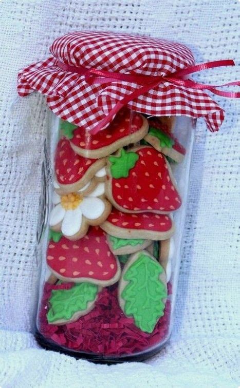 Jar Of Cookies And Decorated Strawberries Strawberry Cookie Jar Decor