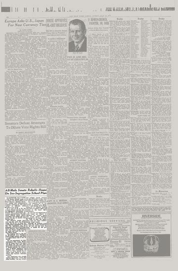 All‐male Senate Rebuffs House On Sex‐segregation School Plan The New