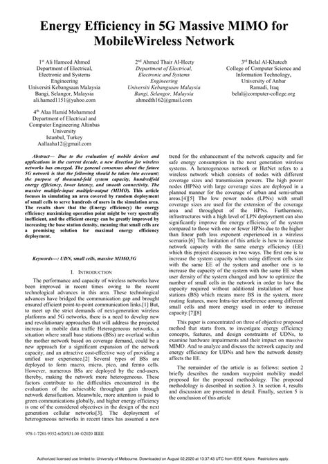 Pdf Energy Efficiency In 5g Massive Mimo For Mobile Wireless Network