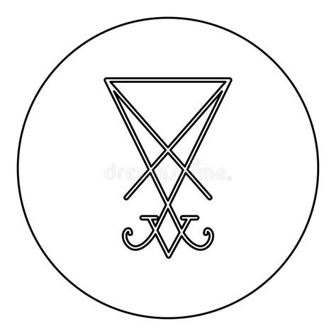 Lucifer S Sign Seal Satan Lucifer Symbol Icon In Circle Round Black