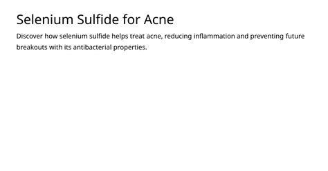 Selenium Sulfide For Acne Meds Is