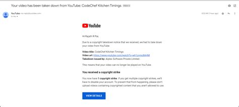 Copyright Takedown On Codechef Lunchtime Screencast Feedback
