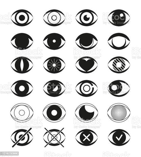 아이 플랫 아이콘 세트입니다 눈을 뜨고 흰색 배경에 고립 된 간단한 안구 표지판을 볼 수 있습니다 안과 표지판 시력 반 폐쇄 및 비전 벡터 수집의 열린 기관 건강관리와