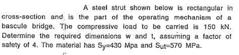 Solved A Steel Strut Shown Below Is Rectangular In Cros