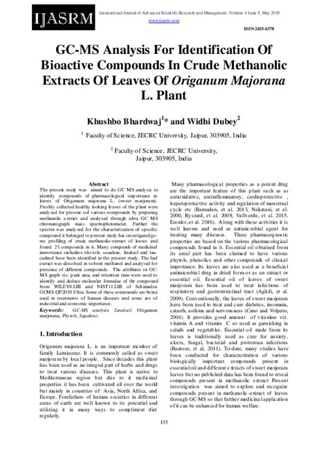 Pdf Gc Ms Analysis For Identification Of Bioactive Compounds In Crude