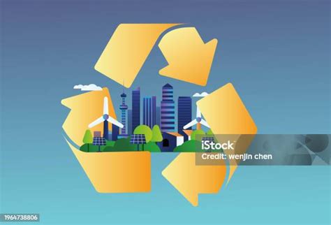 도시 환경 보호 및 재활용 가능한 아이콘 새로운 에너지 환경 보호 개념 그림 재활용에 대한 스톡 벡터 아트 및 기타 이미지 재활용 감소 재사용 가능 Istock