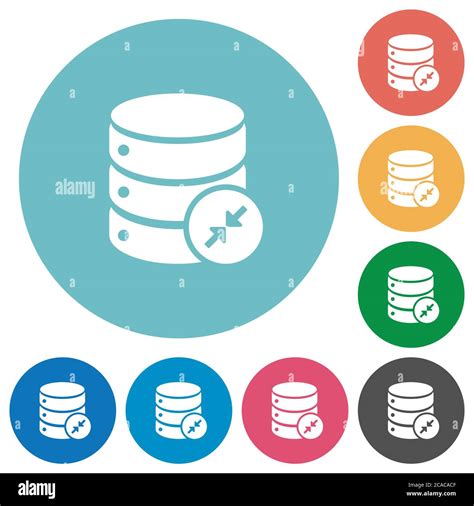 Shrink Database Flat White Icons On Round Color Backgrounds Stock