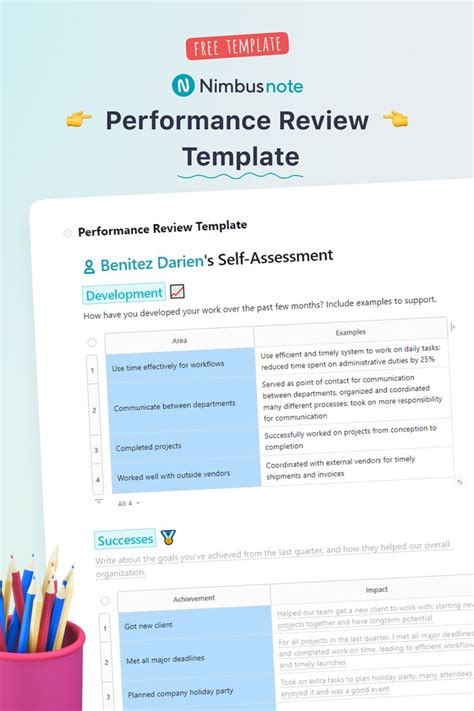 Self Assessment Performance Review Free Template