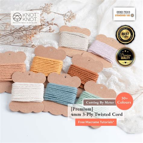 5 Meters Pack [premium] Macrame 4mm 3 Ply Cotton Cord Rope String Diy Handcraft Shopee