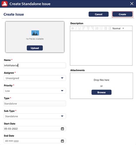 Creating Standalone Issue