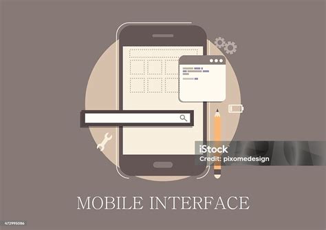 현대적 및 클래식 디자인식 모바일 개발자 컨셉입니다 평편 아이콘크기 건설 프레임에 대한 스톡 벡터 아트 및 기타 이미지 건설 프레임 그래픽 사용자 인터페이스 설계도