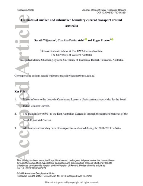 Pdf Estimates Of Surface And Subsurface Boundary Current Transport