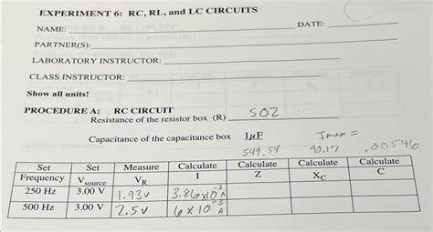 Solved EXPERIMENT 6 RC RL And LC Chegg Com