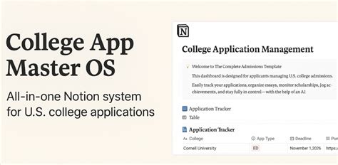 College Application Master Os Notion Template