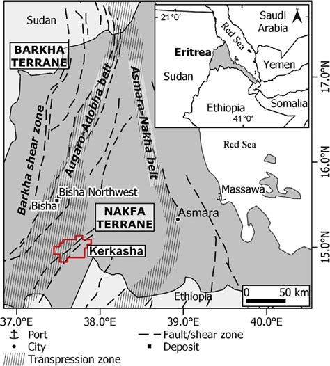 Map Of Northwest Eritrea Showing Major Shear Fault And Transpressional Download Scientific