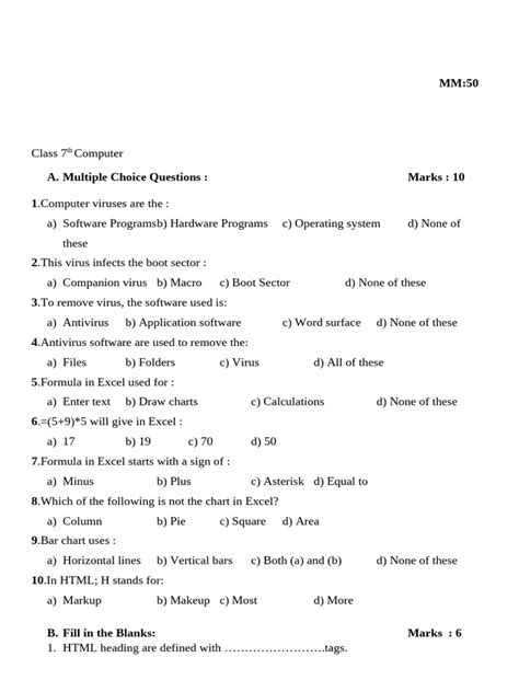 Class 7th Computer Annual Pdf