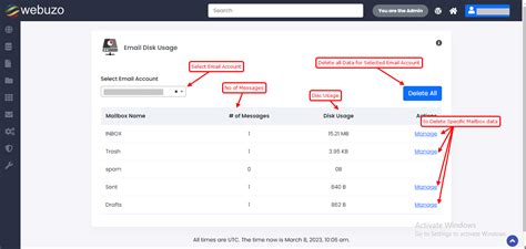 Email Disk Usage Webuzo