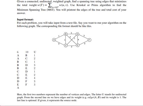 Solved Given A Connected Undirected Weighted Graph Find A Chegg
