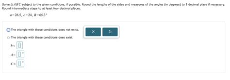 solved solve triangle abc to ﻿the given conditions if