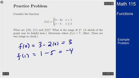 Precalculus Example Problem Piecewise Functions Youtube