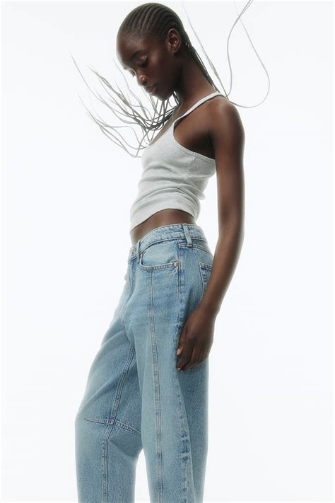 레귤러 웨이스트 수퍼 배럴 진 라이트 데님 블루 여성 Handm Kr 레귤러 웨이스트 수퍼 배럴 진 라이트 데님 블루 여성 Handm Kr