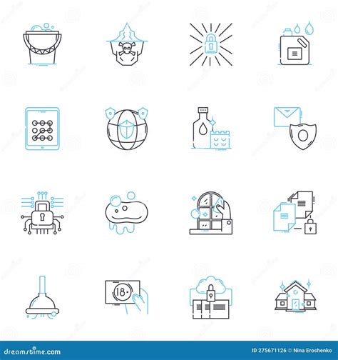 Disinfecting Linear Icons Set Sanitizing Sterilizing Cleaning Germ