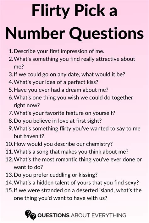 105 Flirty Pick a Number Questions in 2024 | Pick a number questions, Question game, Flirty ...