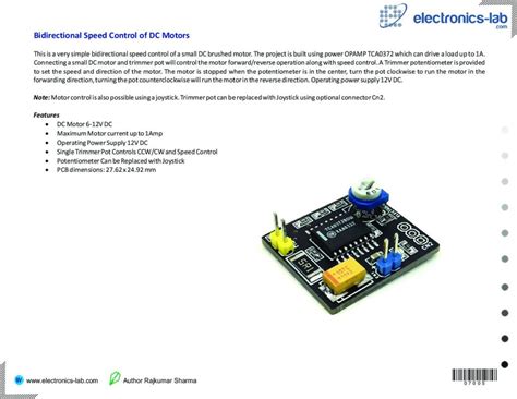 Bidirectional Speed Control Of DC Motors Electronics Lab Com