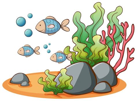 Peces Nadando Sobre Fondo Blanco Vector Gratis