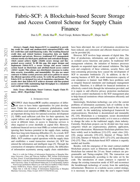 Pdf Fabric Scf A Blockchain Based Secure Storage And Access Control Scheme For Supply Chain