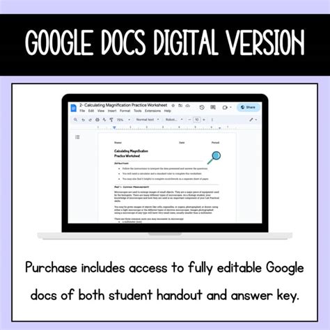 Calculating Magnification Worksheet Printable And Digital Version